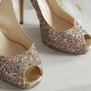 Jimmy Choo | Shoes | Jimmy Choo Peep Toe Multicolor Glitter Heels ...